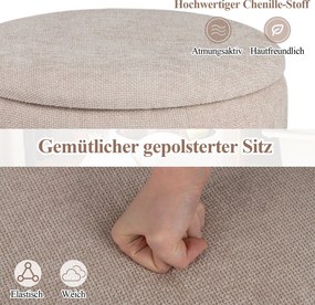 Costway 355 L Moderní kulatá taburetka s úložným prostorem Žinylková taburetka