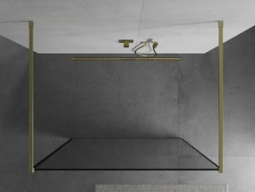 Mexen Kioto, sprchová zástěna Walk-In 160 x 200 cm, 8mm sklo černý vzor, ​​zlatý matný profil, 800-160-002-55-70