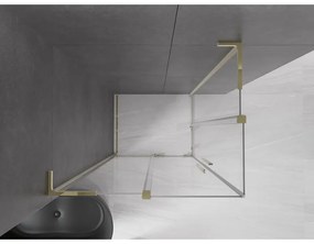 Mexen Velar L Duo, sprchový kout s posuvnými dveřmi 100 x 90 cm, 8mm čiré sklo, zlatá lesklá, 871-100-090-02-03-50