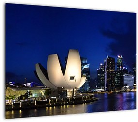 Skleněný obraz nočního Singapouru (70x50 cm)