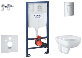 Grohe Solido - Set předstěnové instalace, klozetu a sedátka Start Edge Ceramic, softclose, tlačítko Even, chrom SANI15BB1103