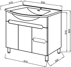 Lavedo Estel 85 koupelnová skříňka s umyvadlem z litého mramoru