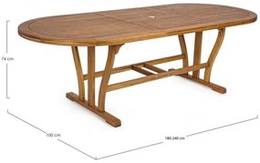 BIZZOTTO Rozkládací oválný zahradní stůl NOEMI 180-240 cm