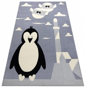 Dětský kusový koberec PP Tučňák šedý 140x190cm