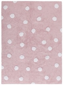 Lorena Canals koberce Pro zvířata: Pratelný koberec Polka Dots Pink-White - 120x160 cm