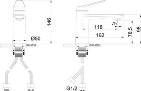 Gamma Evo, umyvadlová baterie h-146, černá matná, GMA-BEU-BK