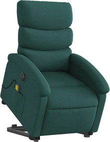 Elektrické zvedací masážní polohovací křeslo zelené textil 3204020