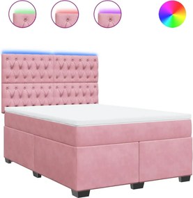 Box spring postel s matrací růžová 140x200 cm samet 3293241