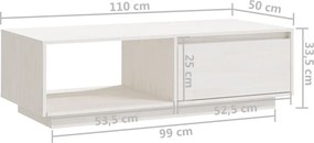 vidaXL Konferenční stolek 110 x 50 x 33,5 cm masivní borovice [809883] Barva: Bílá