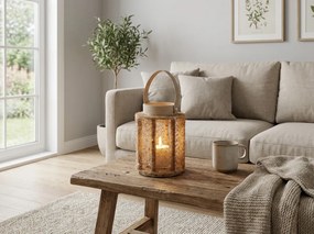 Lucerna s flitry NATUR GLAM 26 cm, přírodní