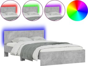 Rám postele s čelem a LED osvětlením betonově šedý 120 x 190 cm 3207640
