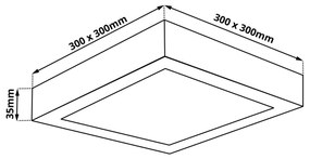 T-LED PS24 LED panel 24W přisazený čtverec Teplá bílá