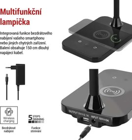 Stolní LED lampa KYLE s USB černá
