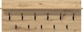 věšák, nástěnný, 1 prkno, háčky, kompozitní dřevo, 40x100x12 cm, dub artisan, Dekorino TK20260019