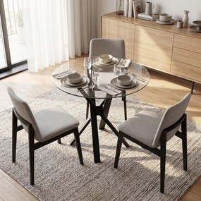 HOMCOM kulatý jídelní stůl pro 4 osoby, tvrzené sklo, Ø 80 cm