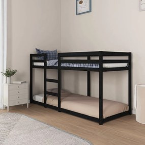 Patrová postel černá 80 x 200 cm masivní borové dřevo - Default Title