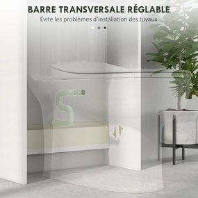 HOMCOM Skříňka na úložný prostor nad WC, Skříňka nad WC s 2-dveřovým cupboardem a otevřenou policí 58,5L x 23Š x 170V cm, Dřevěná - Bílá | Aosom