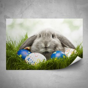 Plakát - Šedý králíček (60x40 cm) - PopyDesign