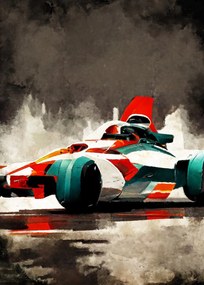 Umělecký tisk Formula 1 red grey, Justyna Jaszke, (30 x 40 cm)