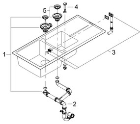 GROHE 31643AP0 - Kompozitní dřez K400 1160 × 500 mm kámen/černá