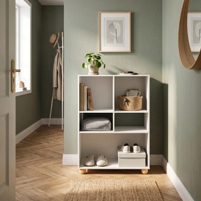 Regál s 5 boxy STORAGE, 67,6 x 32 x 90,8 cm - bílý