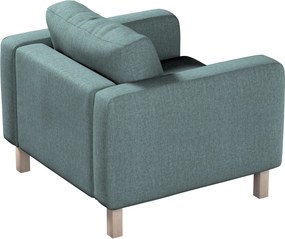 Potah na křeslo IKEA Karlstad, krátký barva modrá látka pletený vzor