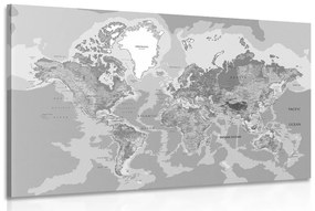Obraz klasická mapa světa v černobílém provedení - 120x80 cm