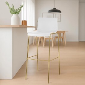 Sada 2 ks barových židlí Hoover plast, zlaté nohy - bílá