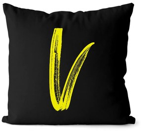 Polštář – písmeno V (Velikost: 55 x 55 cm, Barva: Žlutá)