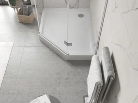 Mexen Flow+, pětiúhelníková sprchová vanička, levá, 100 x 80 cm, bílá lesklá, 46P108010LH