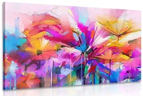 Obraz abstraktní barevné květy - 90x60 cm
