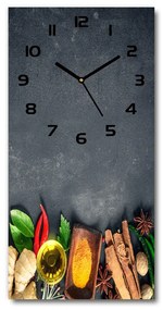 Wallmuralia Nástěnné hodiny Koření a bylinky 30x60 cm
