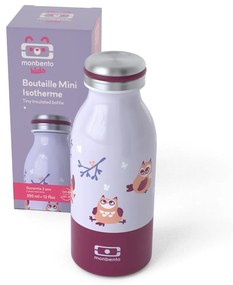 monbento Dětská nerezová lahev Monbento Cooly Purple Owly 350 ml, fialová barva, kov