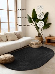 Koberec Hanse Home Jute Braided Rangpur černý ovál