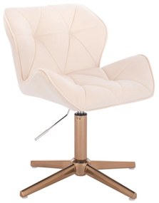 LuxuryForm DESIGN Otočná židle MILANO VELUR na zlatém kříži - krémová