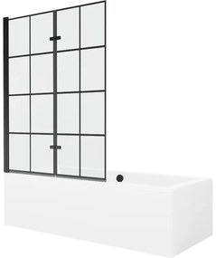 Mexen Cube obdélníková vana 170 x 80 cms pláštěm 2-křídlovou zástěnou 120 cm, Černý vzor - 550517080X9212027077