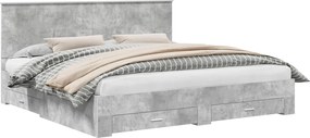 Rám postele s čelo Betonově šedá 200 x 200 cm Kompozitní dřevo 3411267