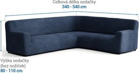 Bielastické potahy MOSAICO modré rohová sedačka (š. 350 - 530 cm)