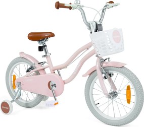 Costway 16 Inch dětské kolo s tréninkovými kolečky a košíkem Dětské – růžový