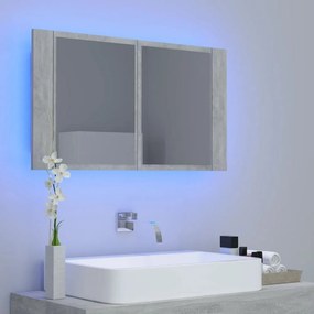 Petromila LED koupelnová skříňka se zrcadlem betonově šedá 80x12x45 cm