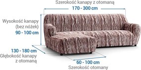 Bielastické potahy OCEANO NOVÉ hnědo-vínové sedačka s otomanem vlevo (š. 170 - 300 cm)