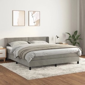 Box spring postel s matrací světle šedá 180x200 cm samet,  3130913