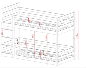Legno Dětská patrová postel Minie grafit Rozměr (cm): 80x200