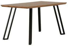 Jídelní stůl PEDAL 140x80 cm, fólie dub, kov černý