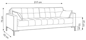 Čtyřmístná pohovka mamaia 217 cm samet šedá MUZZA