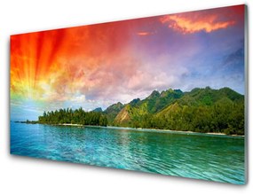 akrylový obraz Moře Les Nebe Krajina 125x50 cm