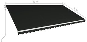 Automatická zatahovací markýza 600 x 300 cm antracitová,  3051207
