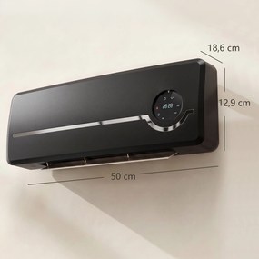 HOMCOM nástěnné keramické topidlo 1000/2000 W s termostatem a ovladačem, černé
