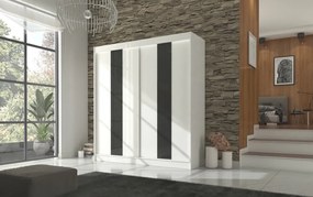 Šatní skříň s posuvnými dveřmi Karen - 200 cm Barva: Bílá