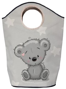 Koš na prádlo a hračky grey teddy (60l)